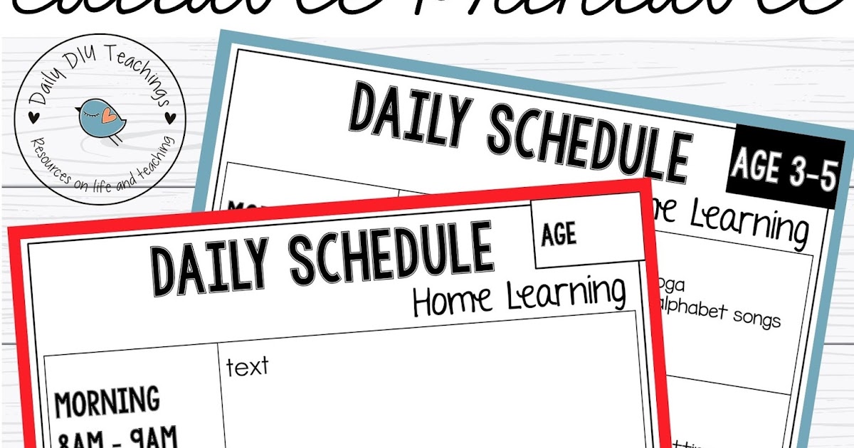 Home Learning Schedule for Preschool Editable Printable! | Daily DIY ...