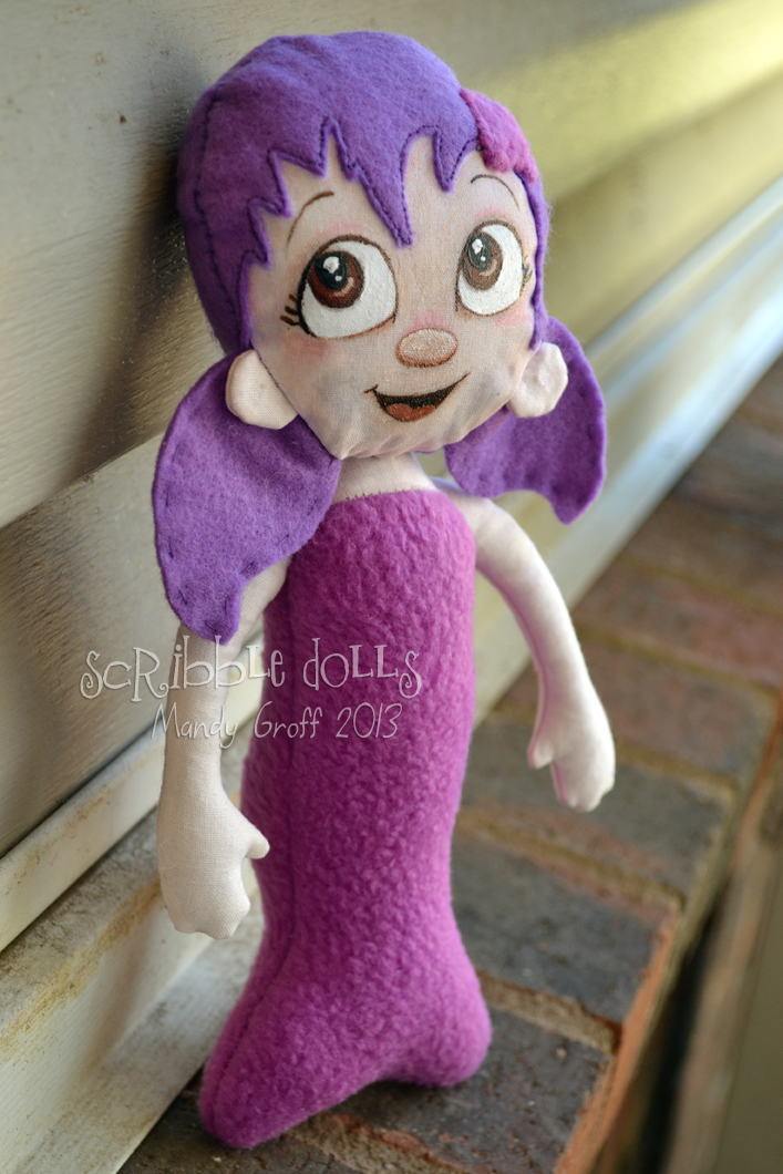 Scribble Dolls: Oona, a Bubble Guppy inspired doll...and my own domain ...