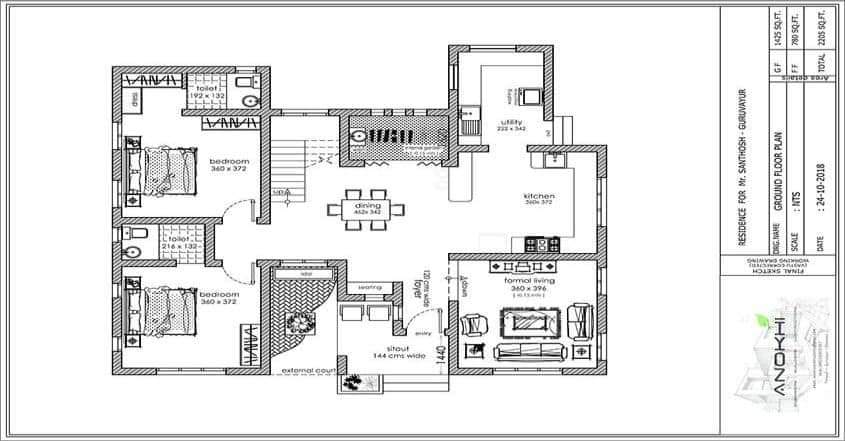 4 Bedroom Modern Home in 2205 Sqft Design with Free Plan - Kerala Home ...