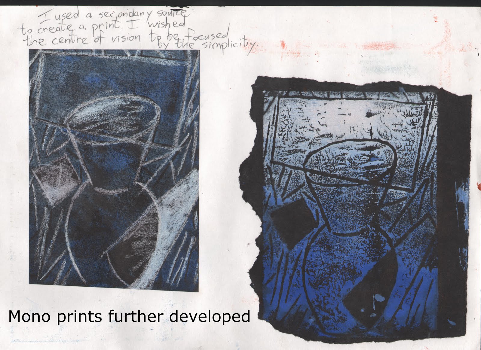 Art From School of Calactus: Mono printing; still life