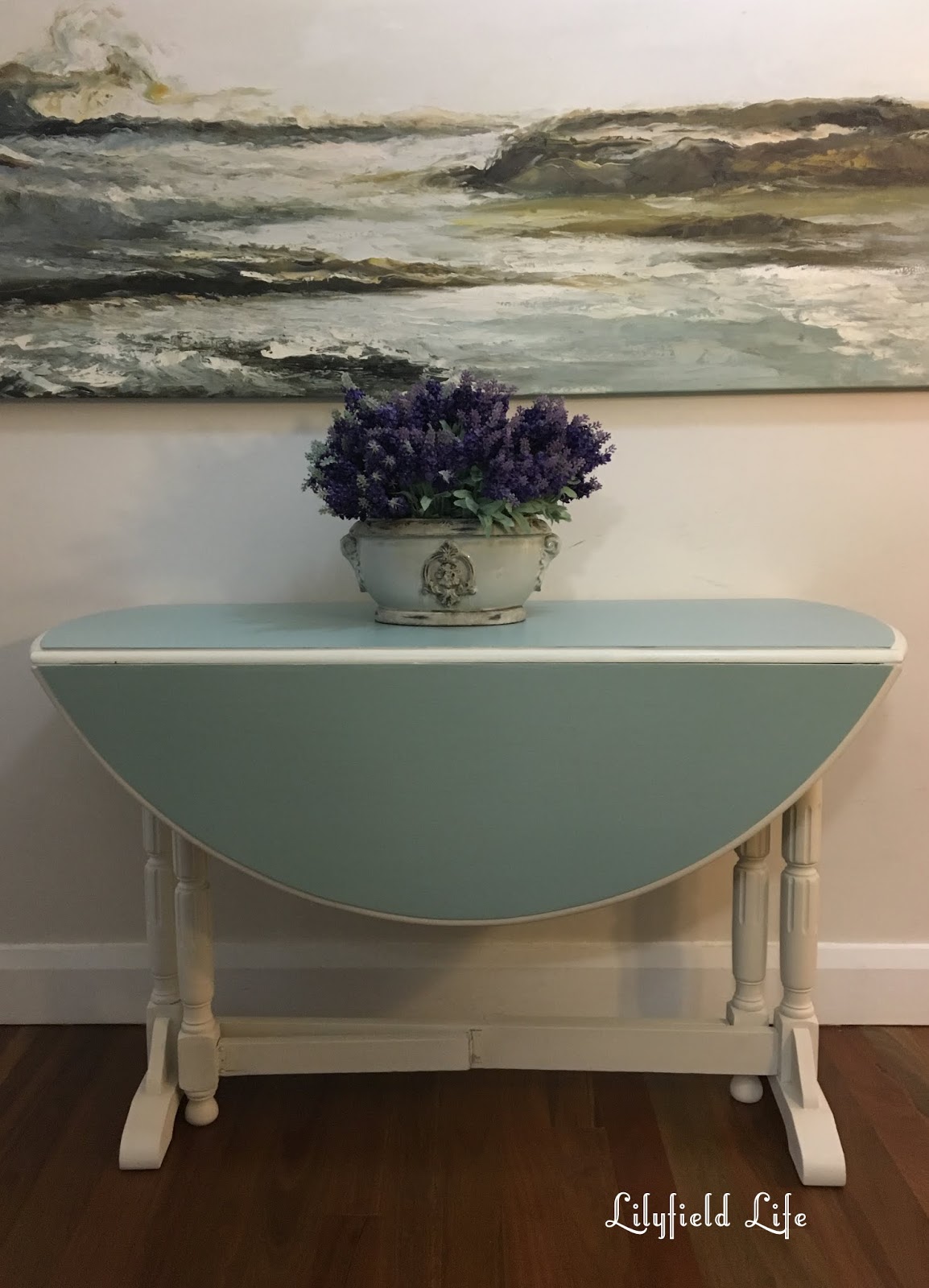 Lilyfield Life: Duck Egg Blue Drop Leaf Table - custom job.