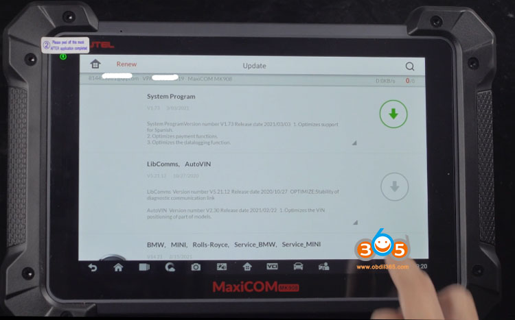 OBDII365 Technical Blog-Obdii365.com: How to Register Autel MaxiCOM MK908 Scanner?