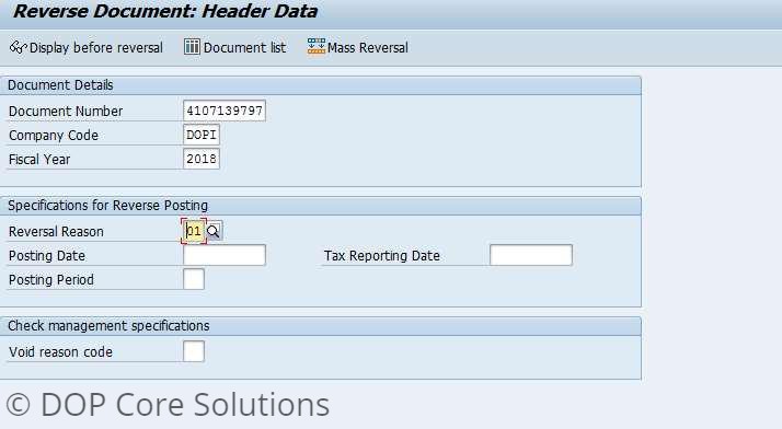 Process of Reversing the Clearing Document in SAP | DOP Core Solutions