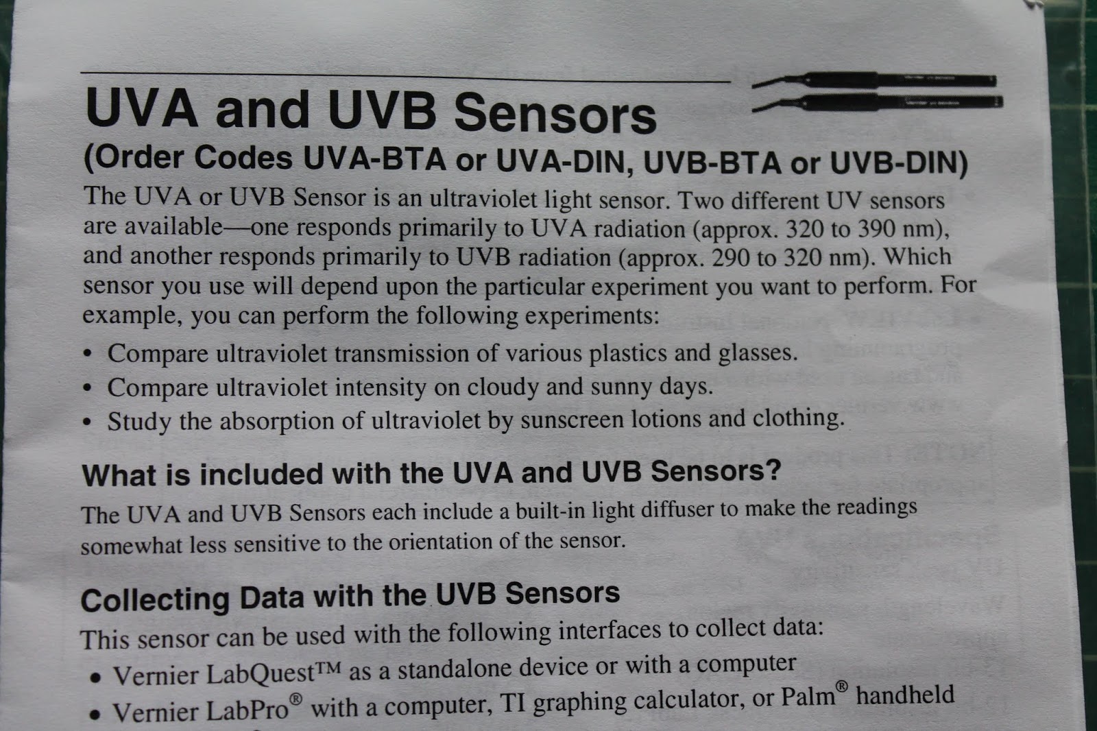 Physics is supposed to be fun!: Vernier UVA Sensor UVA-BTA