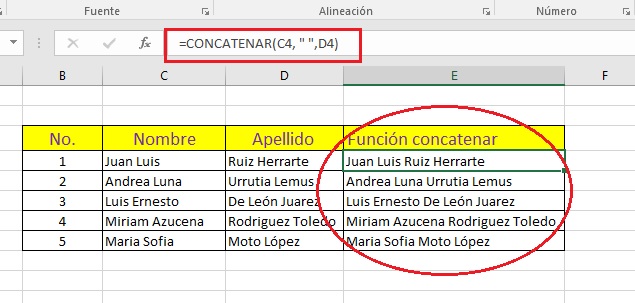 Fórmulas Avanzadas en Excel: Concatenar