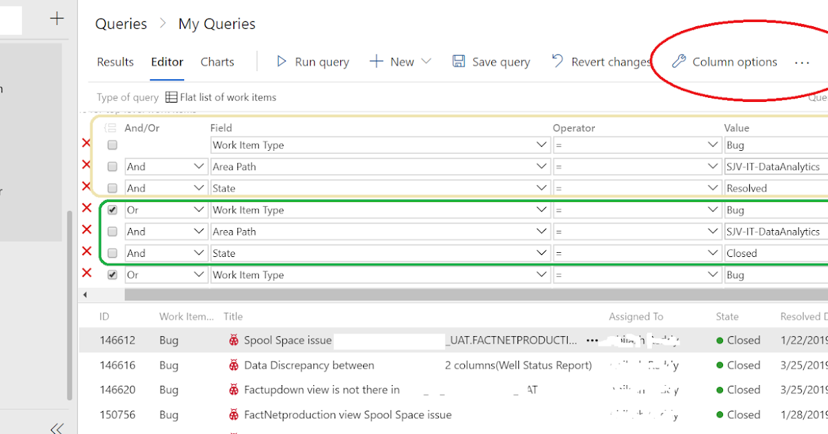 How to place JOIN in Azure DevOps QueryEditor