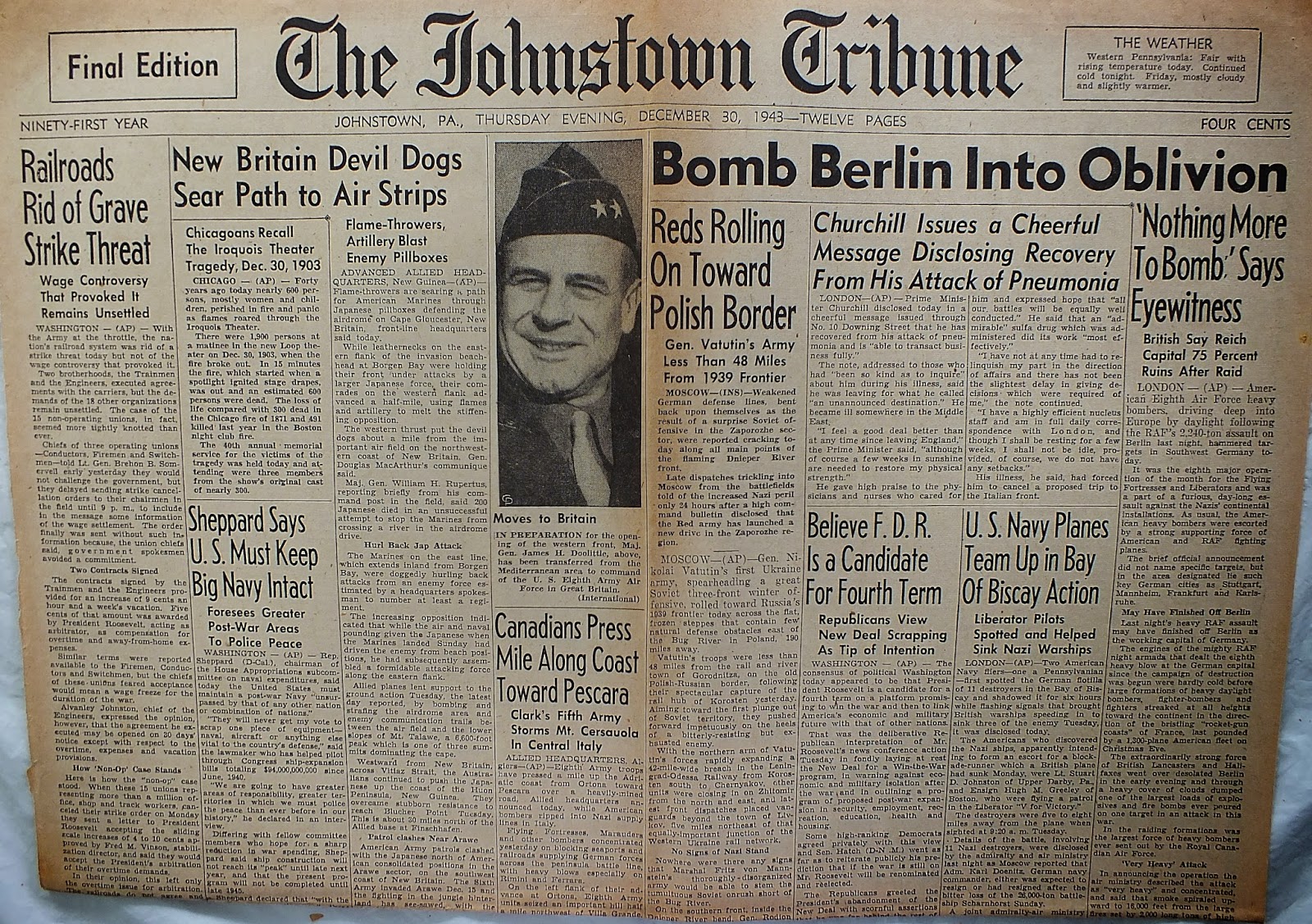 The Johnstown Tribune - WWII: December 30, 1943: Bomb Berlin Into Oblivion