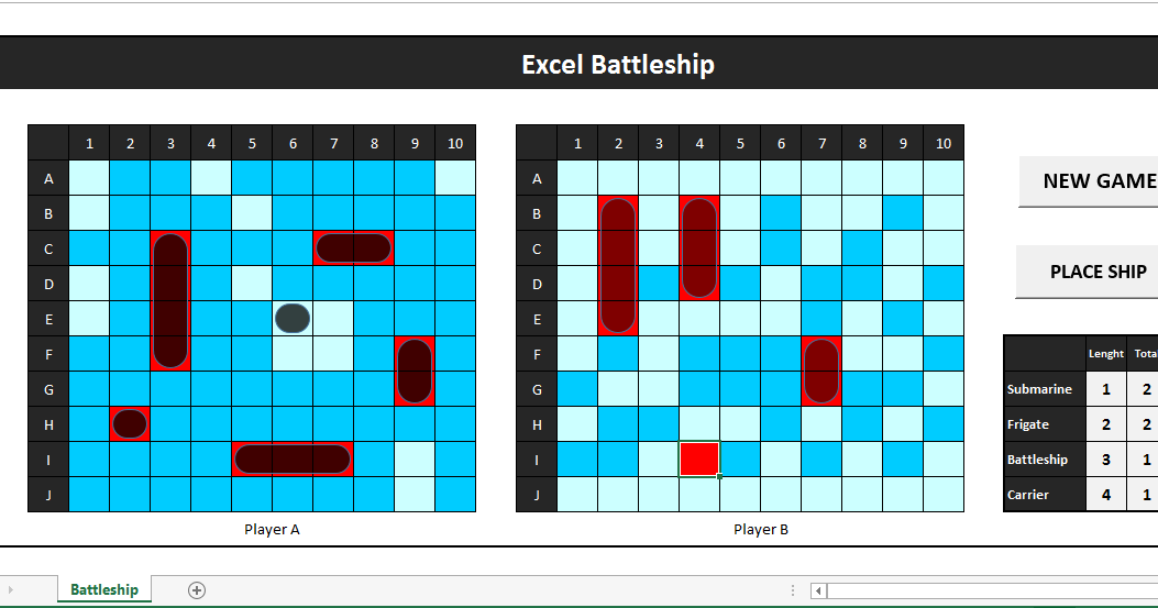 Excel Macro Fun: Excel Battleship Game