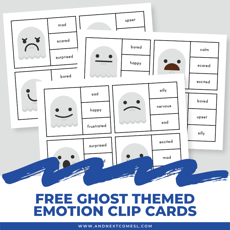 Free Printable Ghost Themed Emotion Clip Cards | And Next Comes L ...