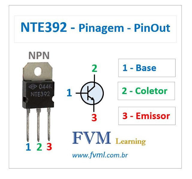 Pinagem - Pinout - Transistor - NPN - NTE392 - Características - FVML