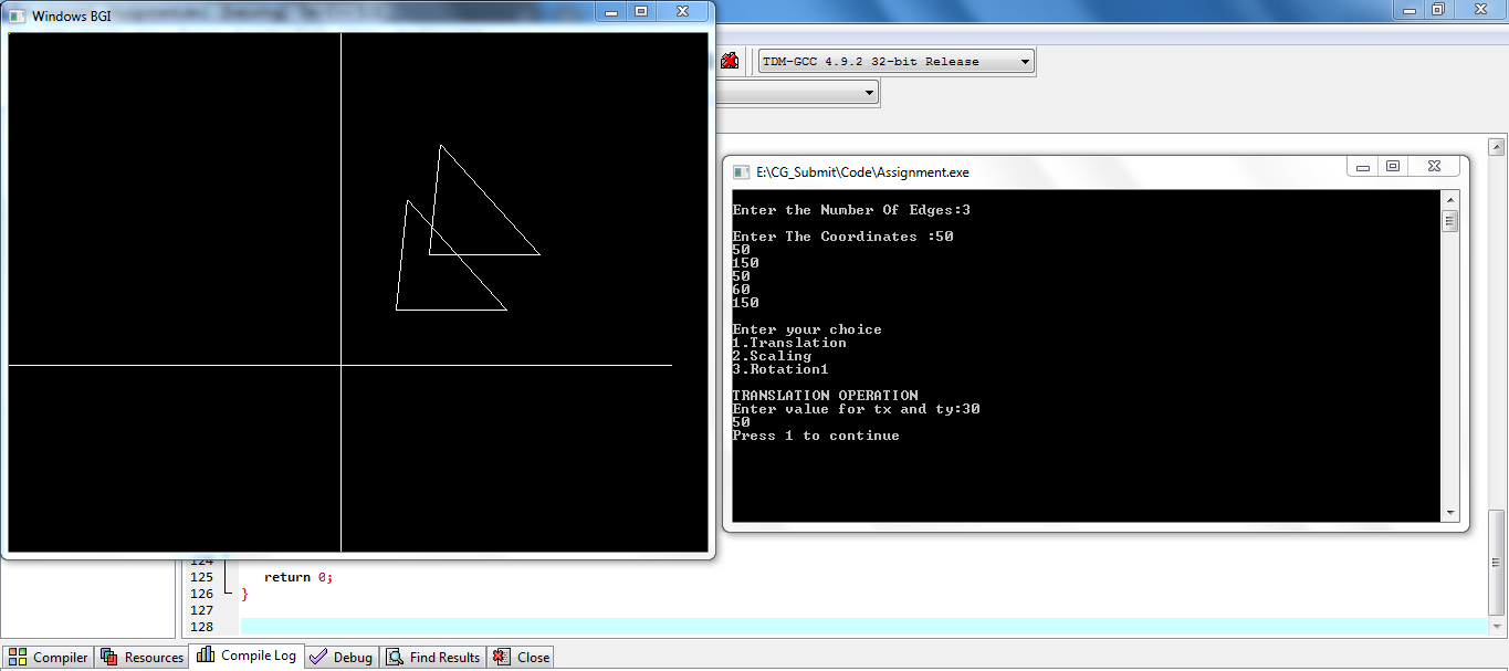 Write C++ program to draw 2-D object and perform transformation [Scaling,Translation & Rotation ...