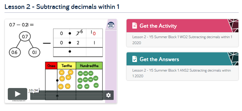 Year 5: Maths - subtracting decimals