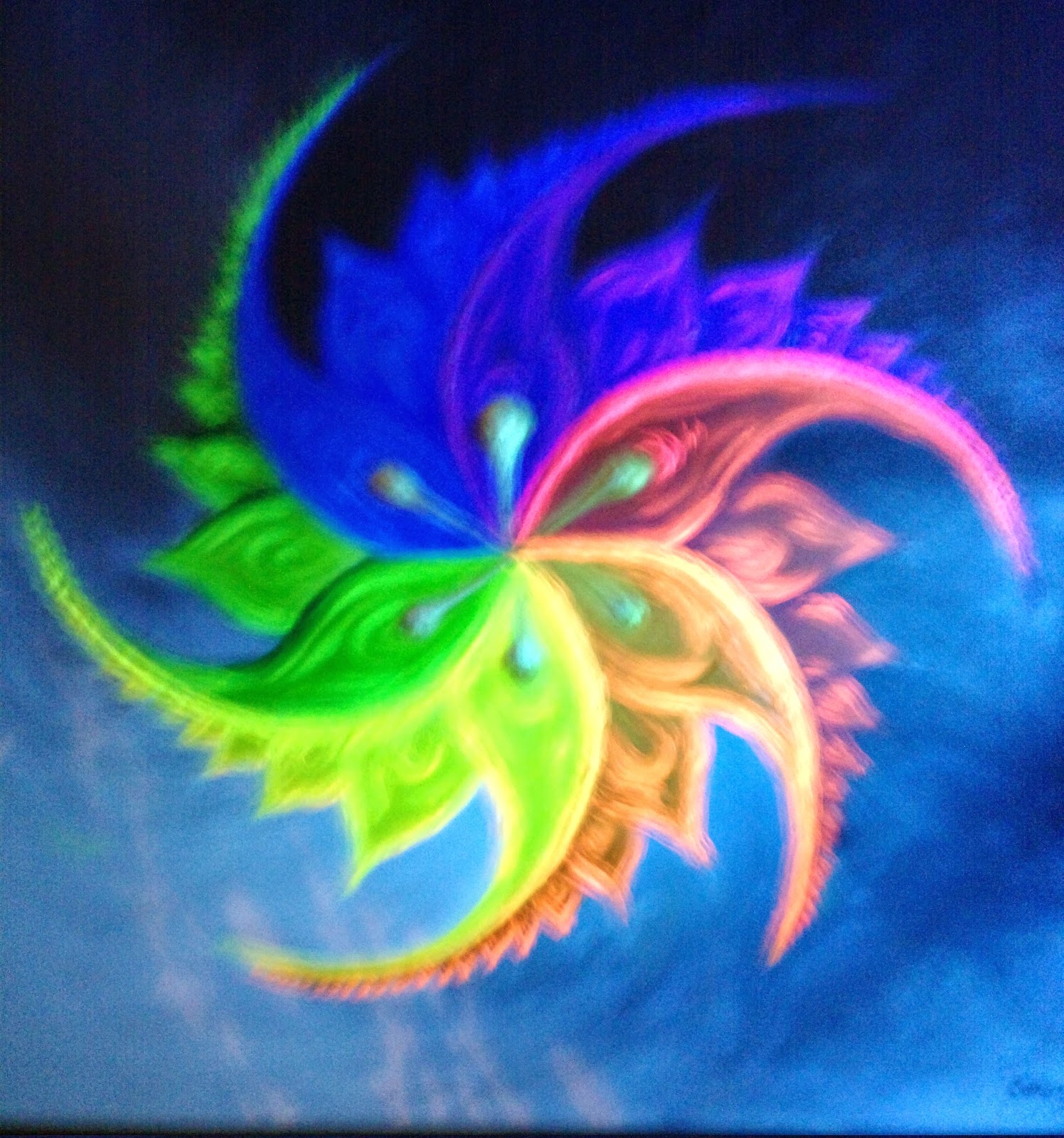 Grafica si pictura de Corina Chirila: Floare in culorile curcubeului