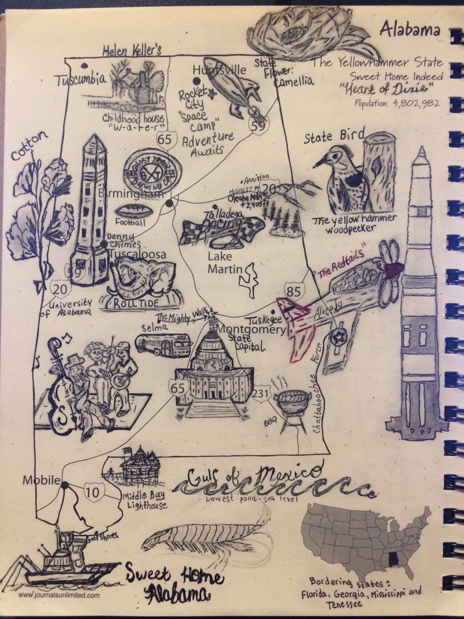 A Journey Home: Alabama Map drawing