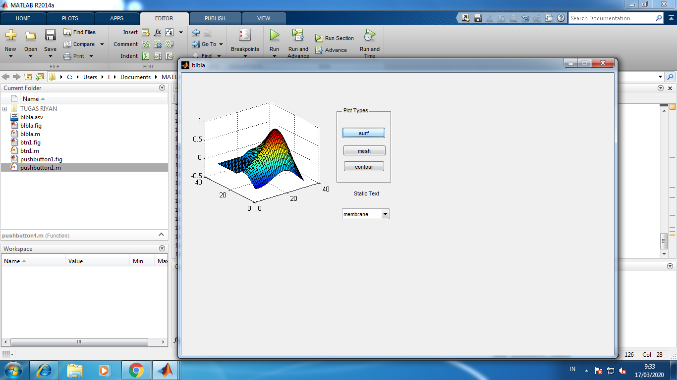 Cara Membuat Program Grafik 3D yaitu Surf, Mesh, Contour dengan Matlab
