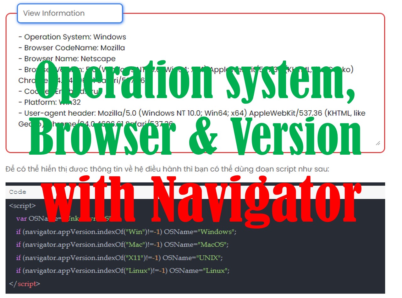 Nhận diện hệ điều hành, trình duyệt và version với Navigator ...