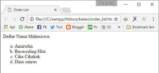 Cara Membuat Daftar / List di HTML Lengkap Unorder list, Order List ...