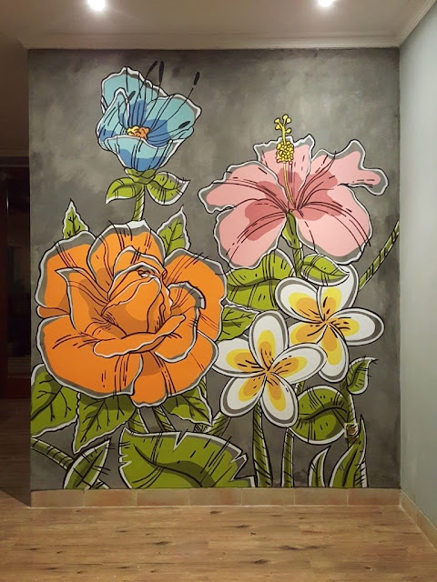 Lukisan Mural Bunga Cocok untuk Dekorasi Ruangan - Lukisan Mural