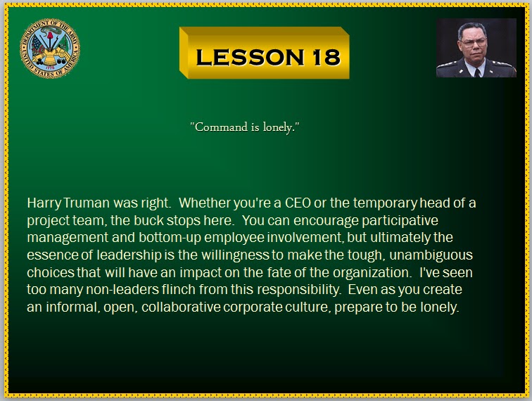 The C4Leader Blog: Colin Powell's Leadership Lessons - 18