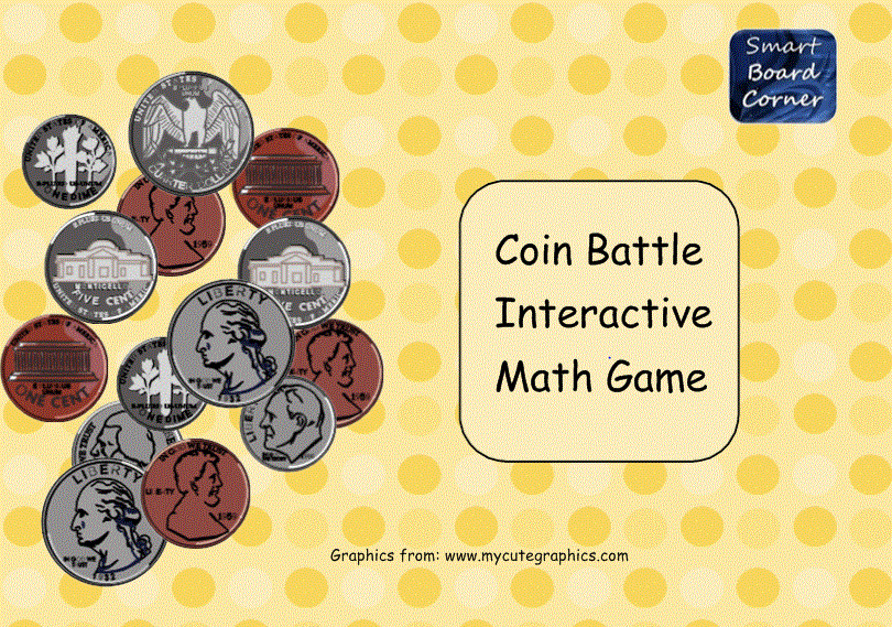 Coin Battle Interactive Math Game SMART Board Lesson | Elementary Tech ...