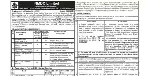 NMDC Recruitment 2021 Notification PDF | Apply For 304 Various Posts
