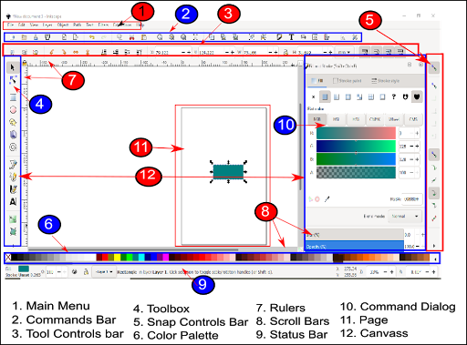 Introduction to Inkscape 1.0 - Parts of the Inkscape Graphical User Interface