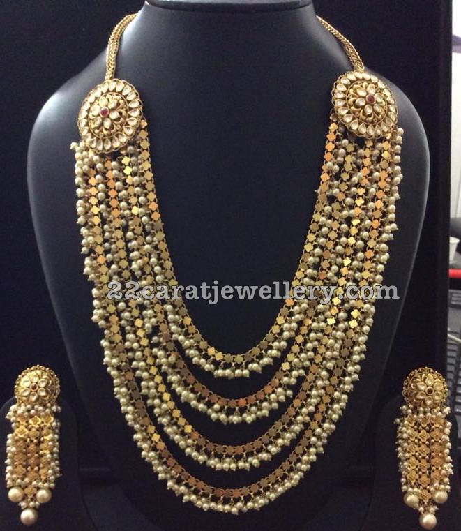 Multi Layer Fancy Long Set with Pearls - Jewellery Designs