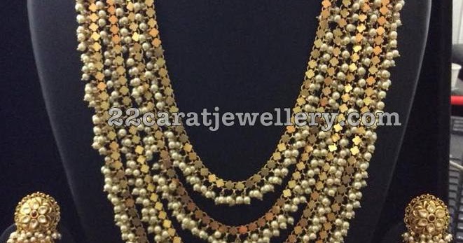 Multi Layer Fancy Long Set with Pearls - Jewellery Designs
