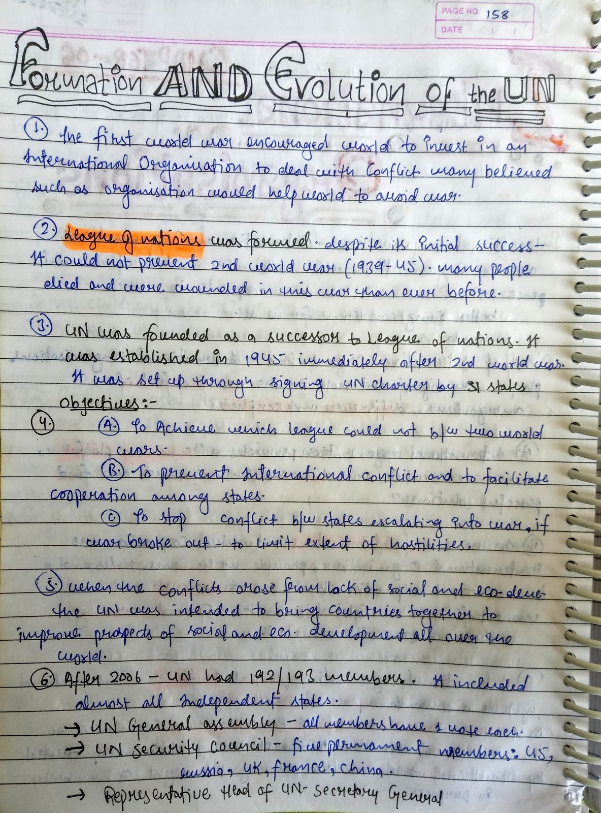 Handwritten notes of International Organisation - Political Science ...