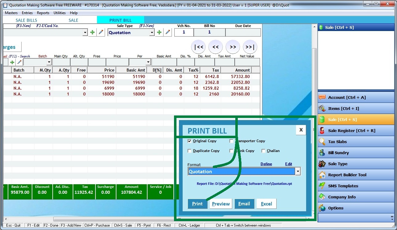 Quotation Making Software Free ~ Billing Software Guru