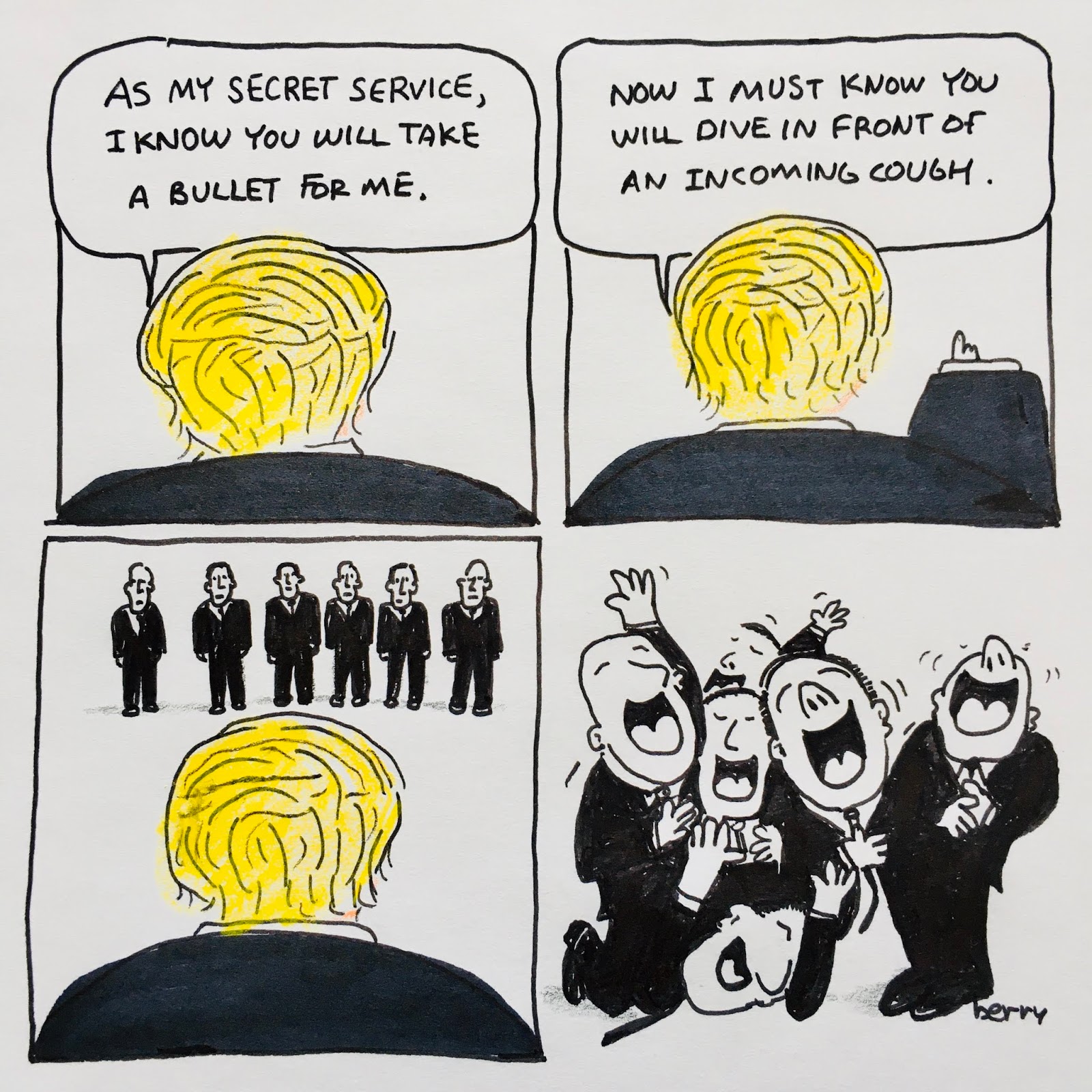 berry cartoons: trump secret service cartoon