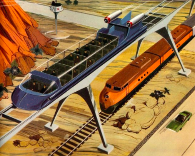 Seduced by the New...: Retro Futuristic Train Travel Art