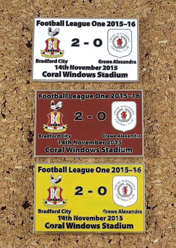 Crewe Alexandra Football Club pin badges: February 2016