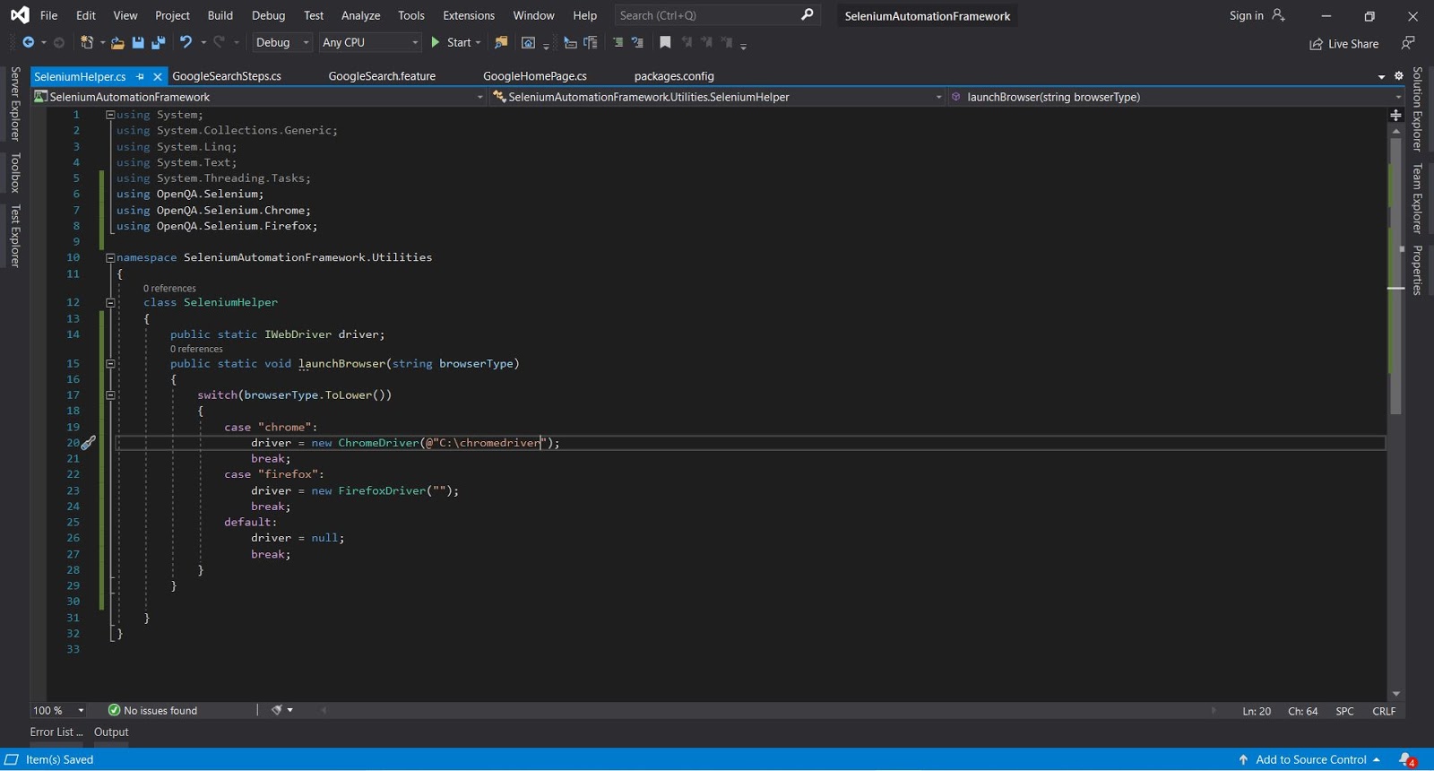 Qa And Test Automation Cucumber Selenium Test Automation Framework Using C Part 3 Creating