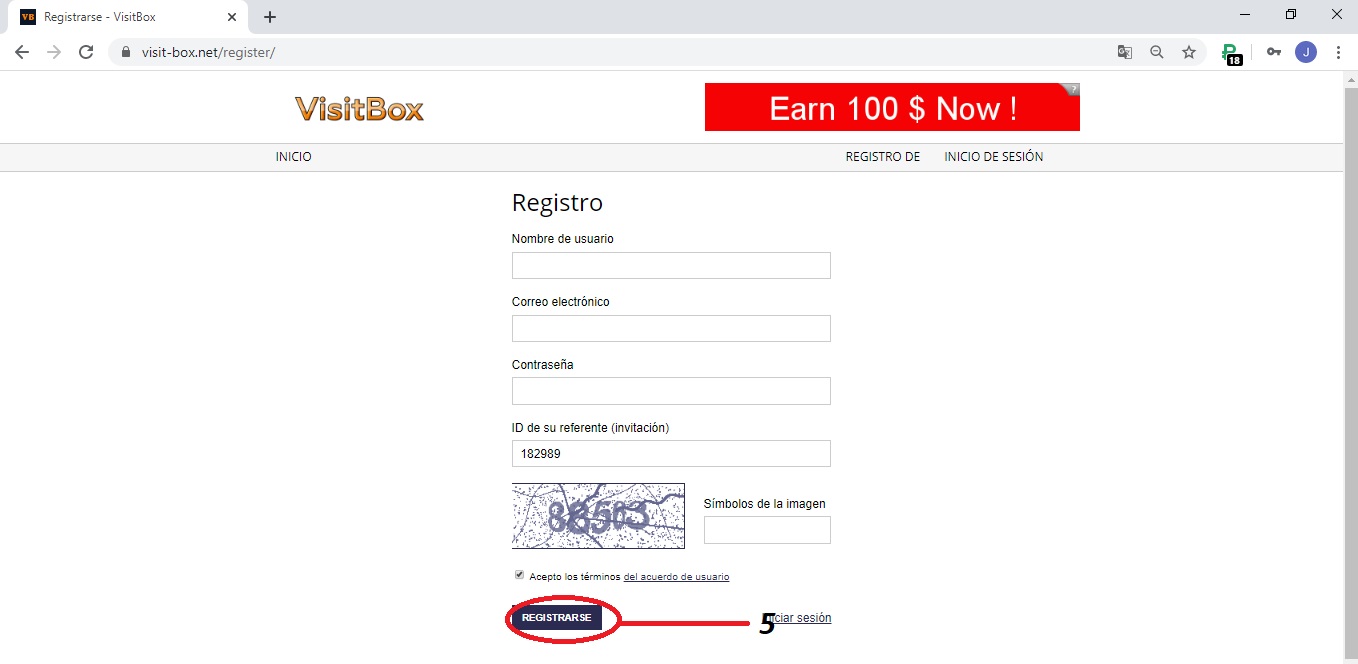 Dinero Virtual: Visit Box