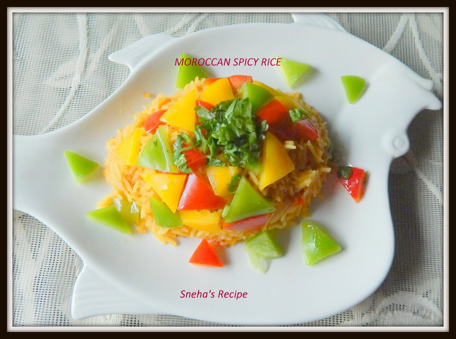 MOROCCAN SPICY RICE WITH MOROCCAN SALAD ( SHLADA) - Sneha's Recipe