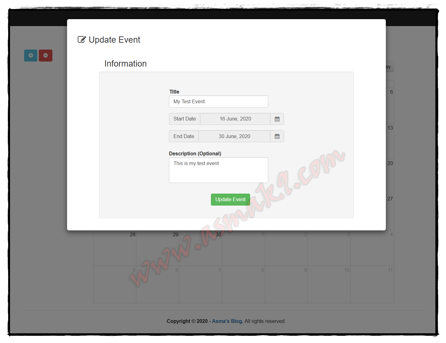 Event Manager using ASP.NET MVC and Jquery Full Calendar Plugin - Asma's Blog