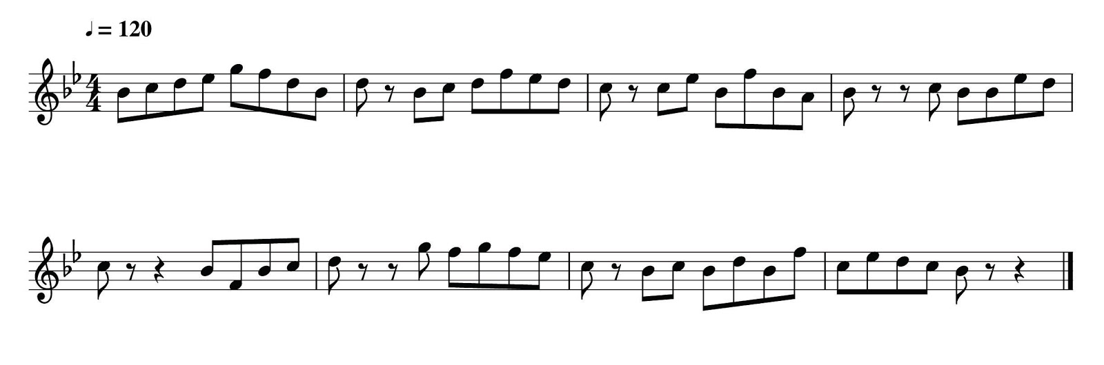 Membaca Not Balok Not 1/8 dan 1/16 Nada Bb - SEPUTAR MUSIK