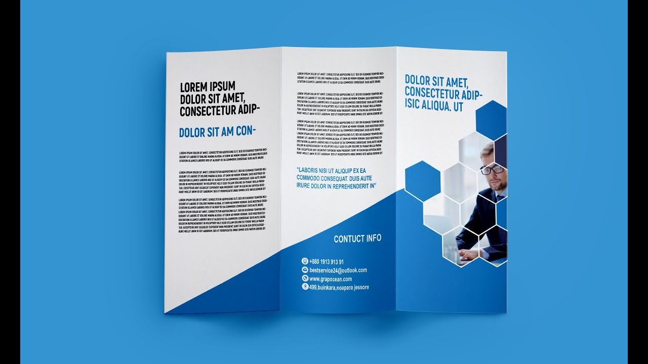Tri fold Brochure Design (Professional Corporate) - Photoshop Tutorial ...