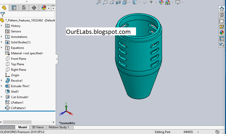 Solidworks Pattern Features Tutorials ~ Ourengineeringlabs