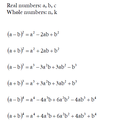 Algebraic Product Formulas