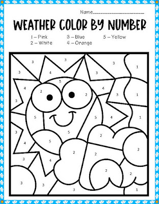 Coloring Book: Color by Number Weather Preschool Worksheets