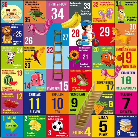 Template Permainan Ular Tangga Vektor CDR Level 1 | Sukabumi