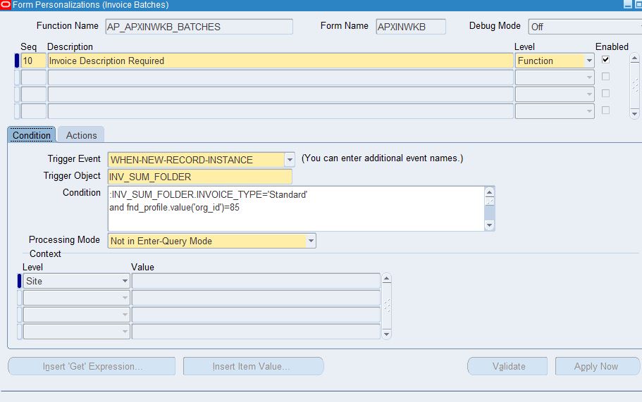 Oracle Application's Blog: Disable dff using form Personalization