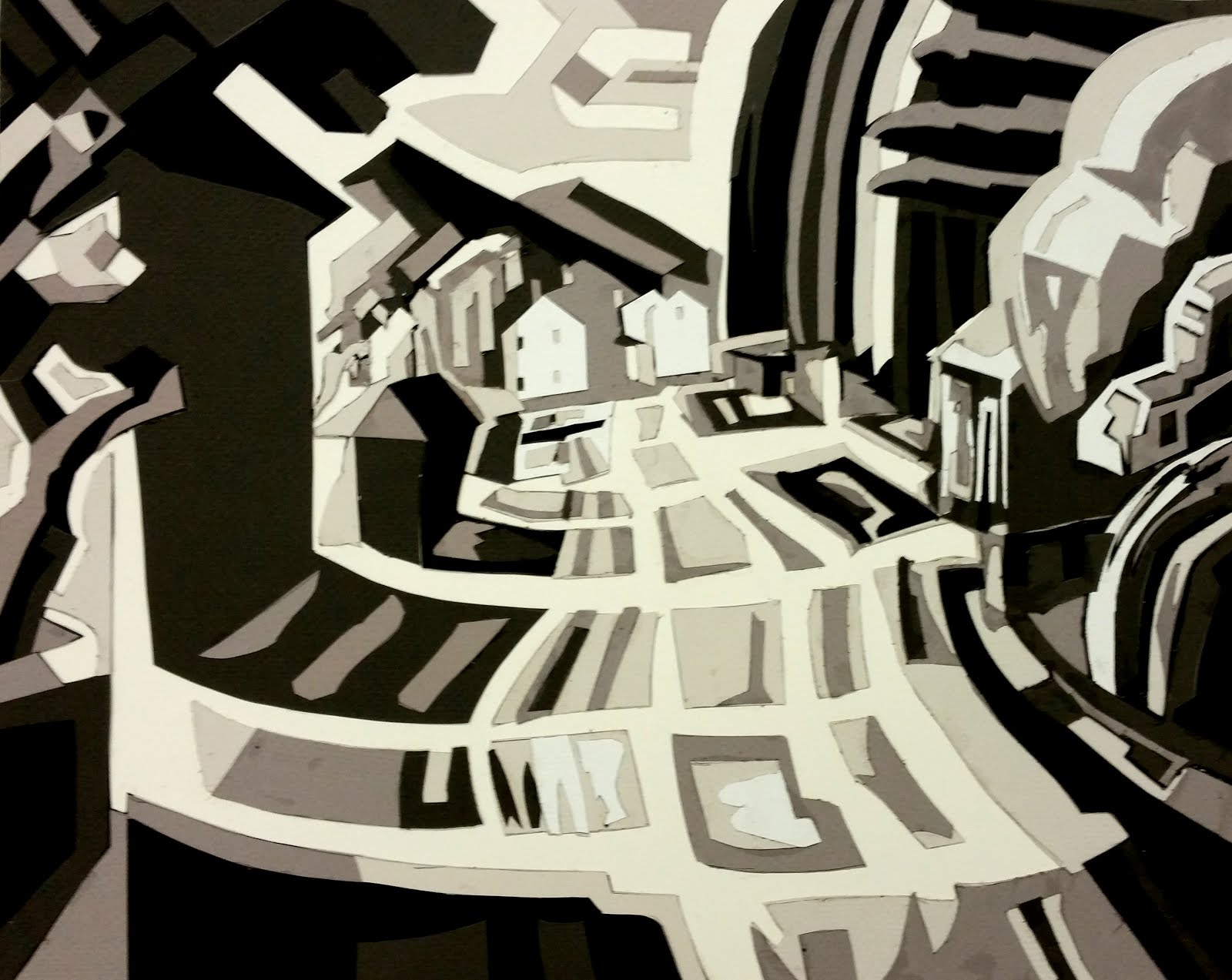 Starting to Draw: Design 1 Gray Scale Paper Cutting