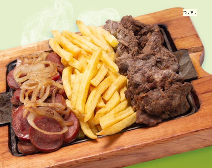 Saboreie uma Deliciosa Porção de Contrafilé + Batata Frita + Calabresa