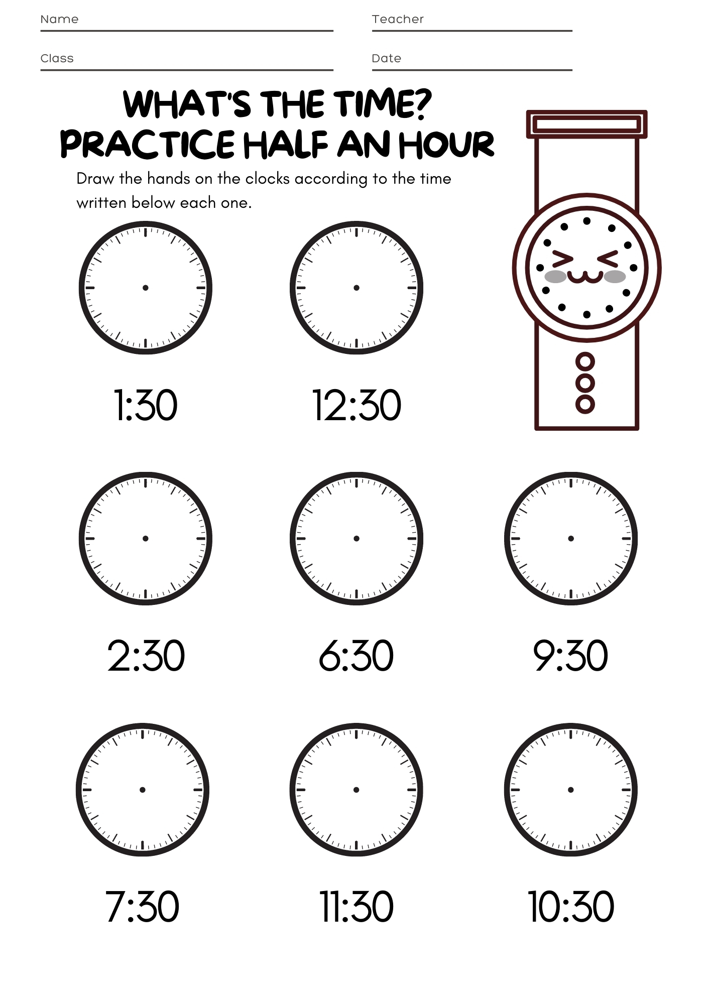 Animations a2z: Learning Clock- Educational Coloring Pages