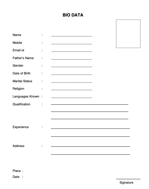 Simple Biodata Forms for Normal Job Apply