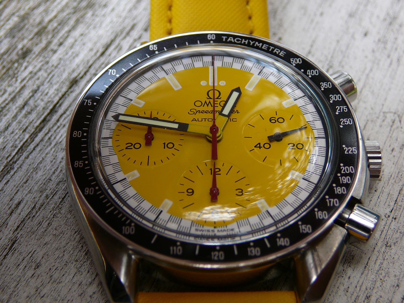 Yellow Omega Speedmaster Michael Schumacher | WatchUSeek Watch Forums