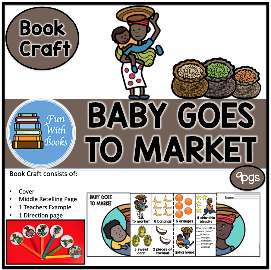 BABY GOES TO MARKET BOOK CRAFT & STUDENT PUPPET STICKS ~ Book Units by Lynn